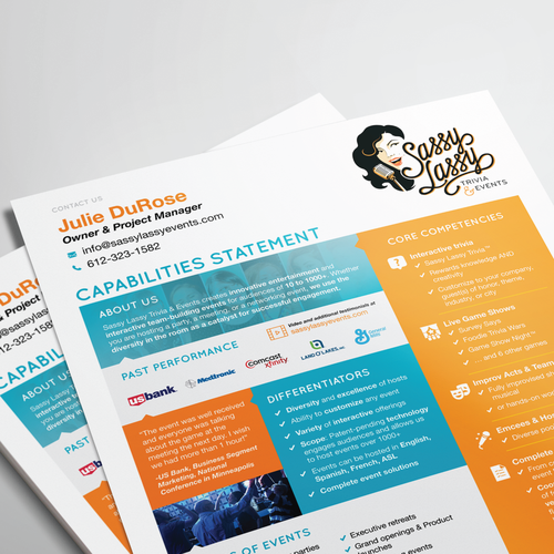 Design a one-sheet for an entertainment company (example provided ...