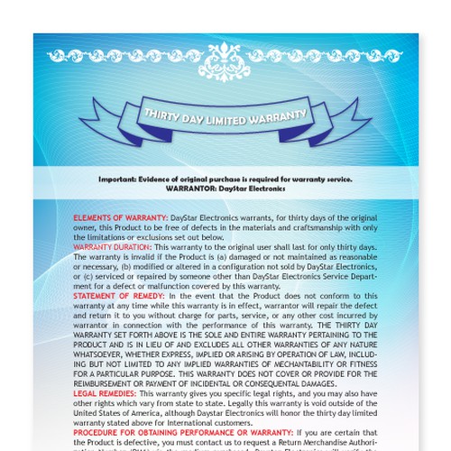 Warranty Card Design for Electronics Business | Print or packaging ...