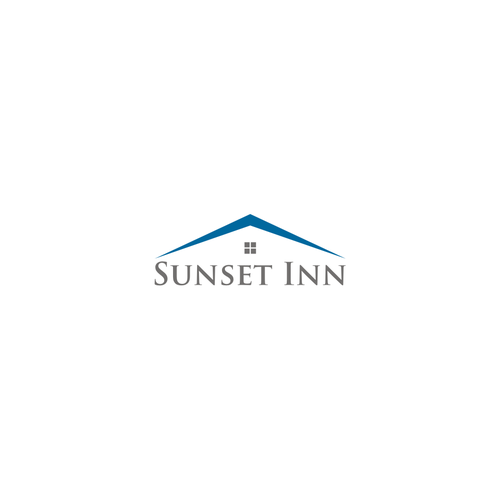 Create a modernize logo for Sunset Inn with Solid background color in ...