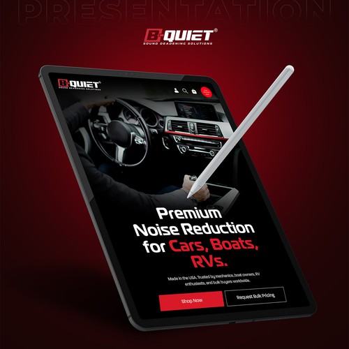 Designs | B-Quiet.com - Shopify Ecomm Store | Web page design contest