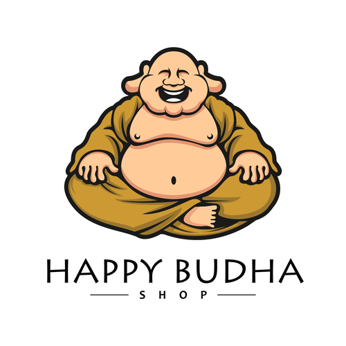 Create a simple yet playful logo of the happy buddha for happybuddha ...