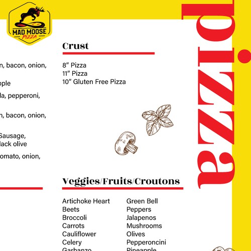 Designs | Mad Moose Pizza- Menu- | Menu contest