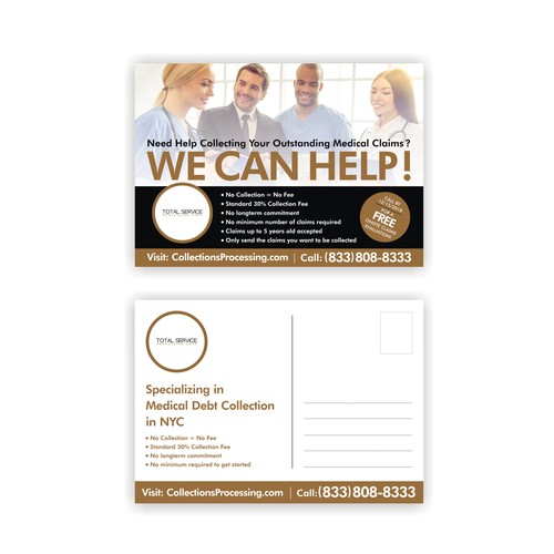 Postcard for Medical Debt Collection Agency in NYC | Postcard, flyer or ...