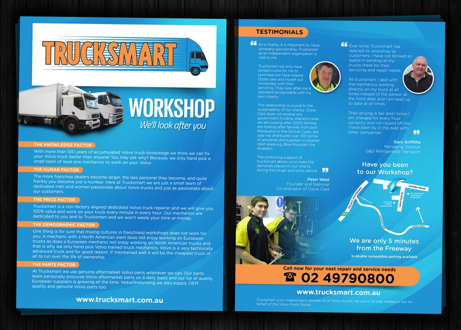 Design a workshop brochure to attract truck drivers for all repairs and ...