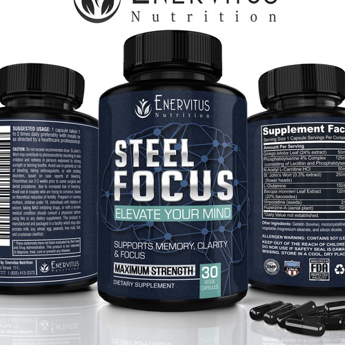 Designs | Design a powerful modern label ( Brain Supplement)for a ...