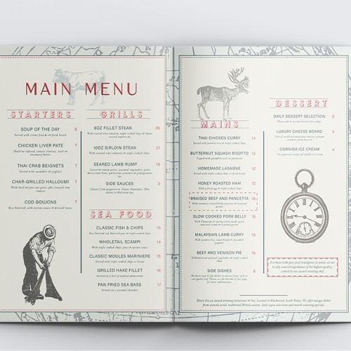 Designs | Steampunk/Adventure style restaurant menu required | Menu contest