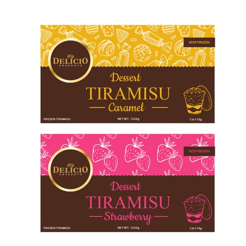 Créer un packaging de la marque de dessert tiramisu DELICIO / Create a ...