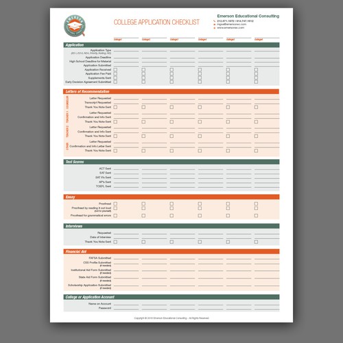 College Application Checklist | Other business or advertising contest