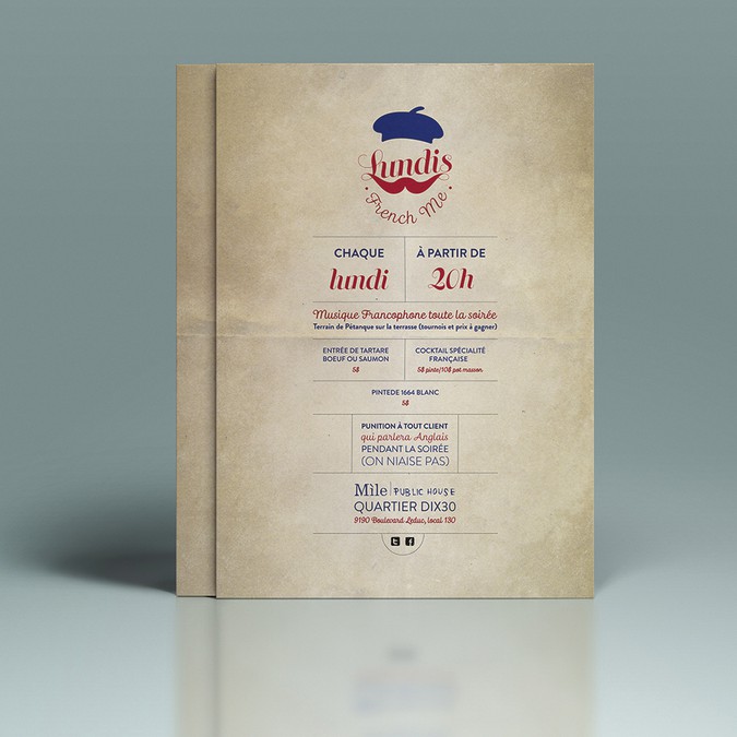 Create Ads for French Themed Night in a cool cocktail bar | Postcard ...