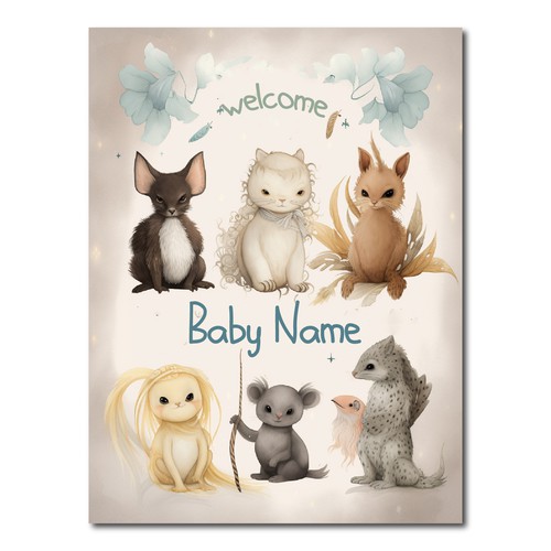 Designs | Design unique baby nursery poster with magical creatures ...