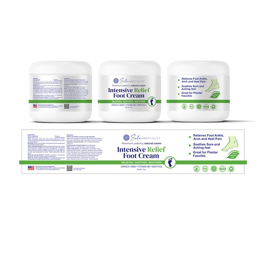 Designs | Label Design for Foot Pain Relief Cream | Product packaging ...