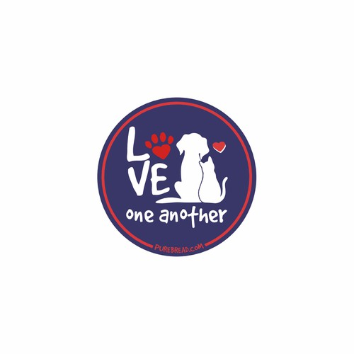 Designs | LOVE ONE ANOTHER sticker - dog and cat | Illustration or ...