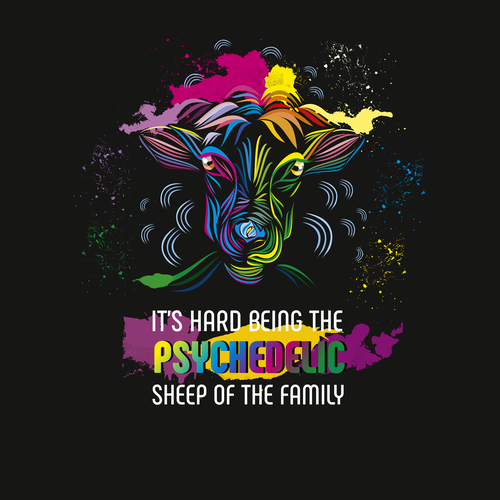 "Design a Psychedelic sheep illustration for T-shirt" | T-shirt contest
