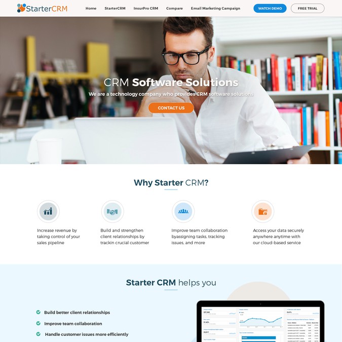 Design a clean/modern CRM Website ! | Web page design contest