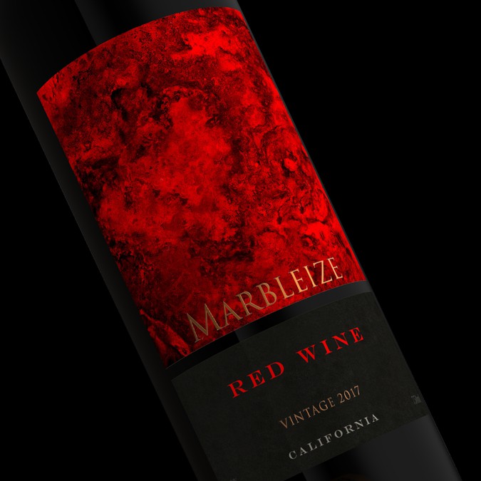 Marbleized Red Wine Label | Product label contest