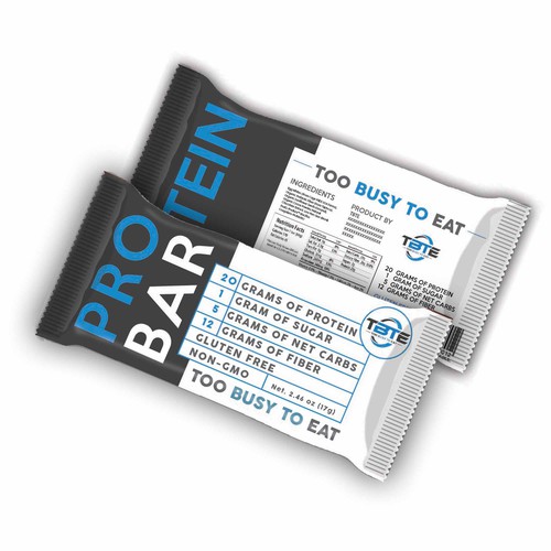 Designs | Design a unique protein bar wrapper for Too Busy To Eat ...