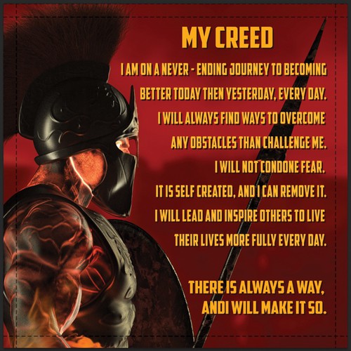 Designs | My Creed - Spartan Warrior | Illustration or graphics contest