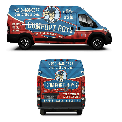 Designs | Comfort Boys Service Company New Retro Van Wrap Design | Car ...