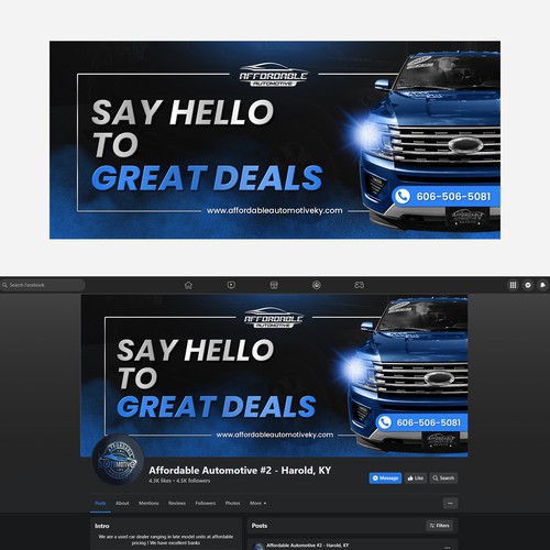 Designs | Welcoming and cool automotive facebook design | Facebook ...