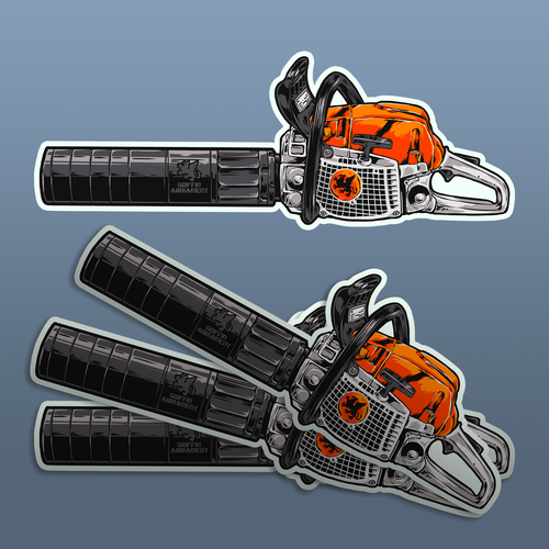 Designs | Chainsaw and Firearm Suppressor Sticker Design | Sticker contest