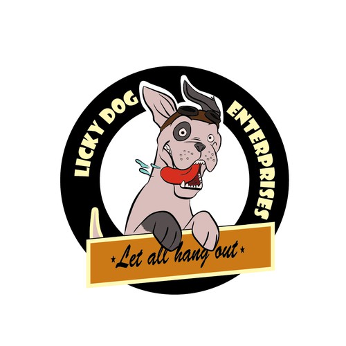 Create a fun loving COOL dog mascot (cartoon) for Licky Dog Enterprises ...
