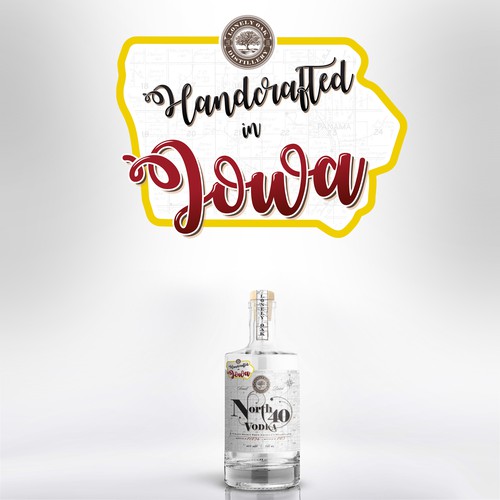 Made in Iowa sticker for our North 40 Vodka | Sticker contest