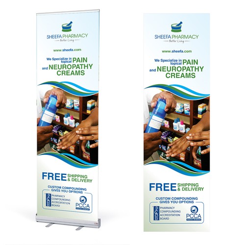 Sheefa Pharmacy Banner Stand | Signage contest
