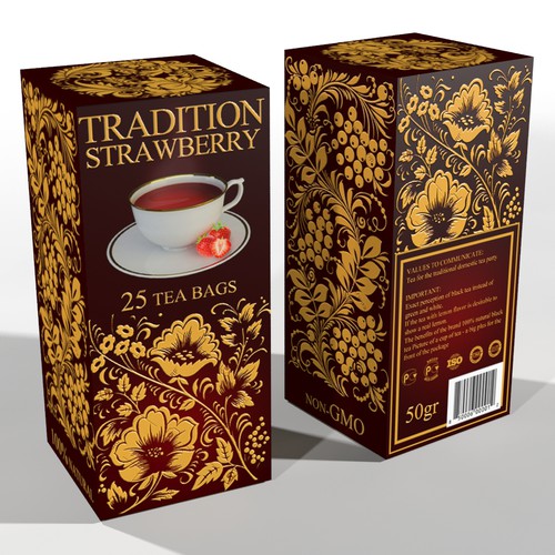 Create a natural tea packaging design emphasizing the traditional ...