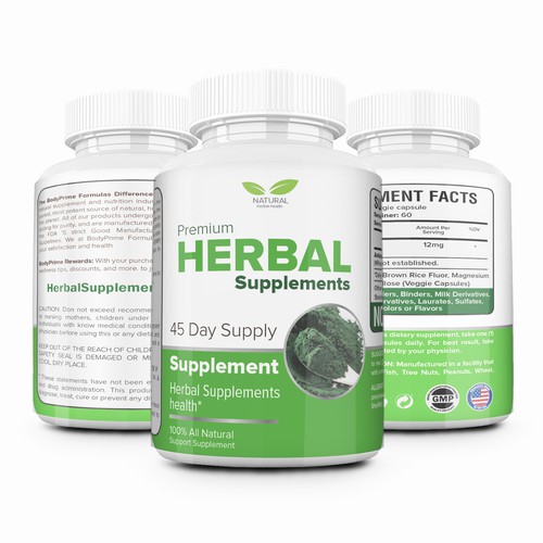 Herbal Supplements Bottle Label | Product packaging contest