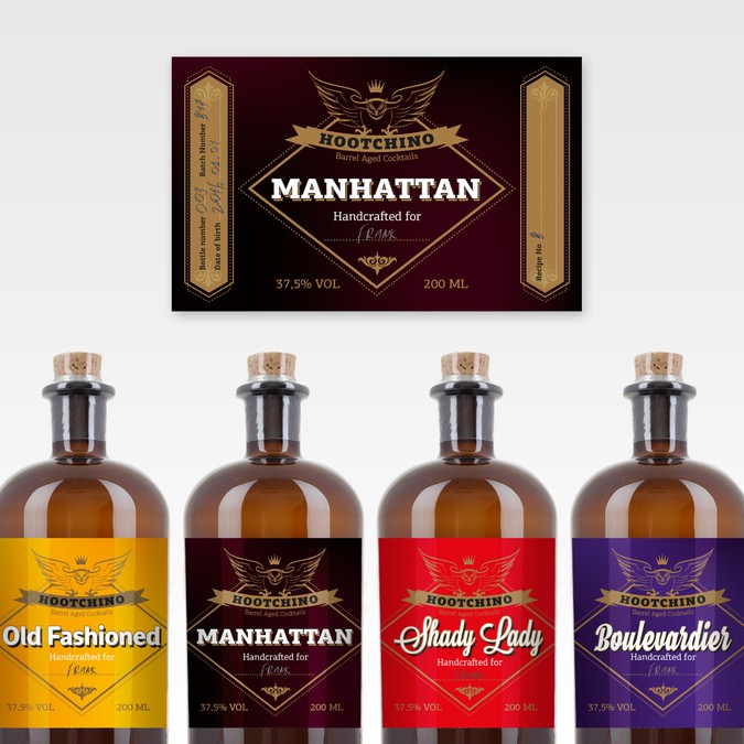 Barrel Aged Cocktail Labels | Product label contest
