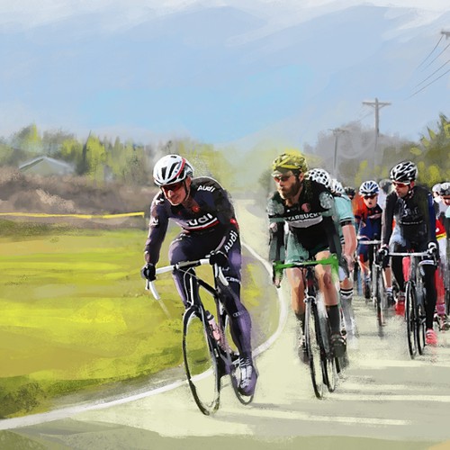 Create a stylized bicycle race art piece. Add your own creative flare ...