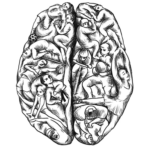 black and white illustration of an athletes / sports Brain ...