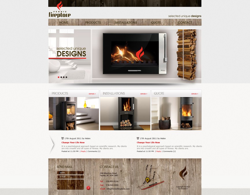 Hot Web Design Wanted For New Fireplace Store | Web page design contest