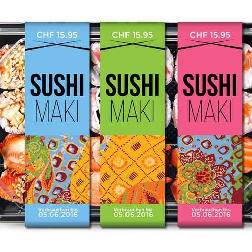 Create a packaging sleeve for sushi, sold to large retailers | Product ...