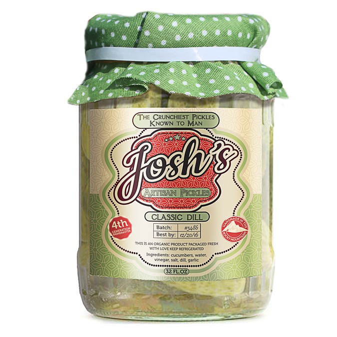 Josh's Artisan Pickles (label) | Product label contest