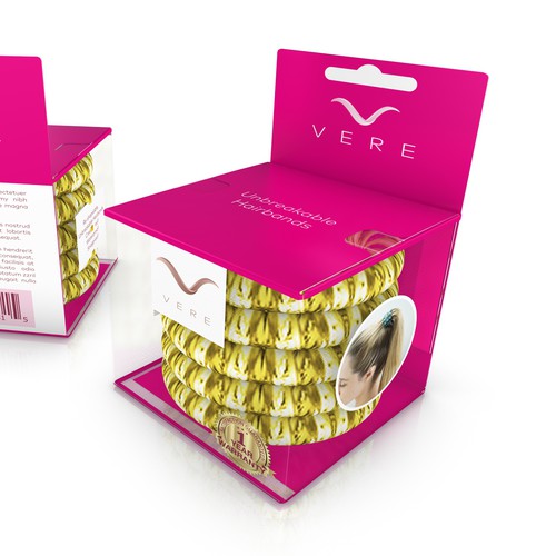 Sophisticated, fun package design for hair accessory for retail stores ...