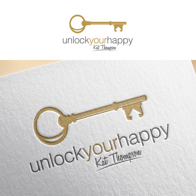 design a vintage key, with the slogan 'unlock your happy' | Logo design ...