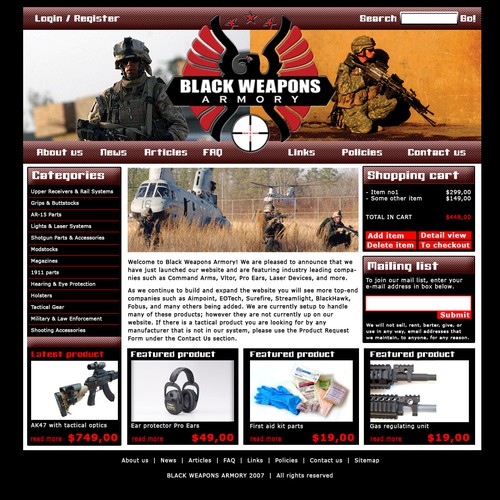 Tactical Firearms Accessories & Tactical Gear Ecommerce Layout ...