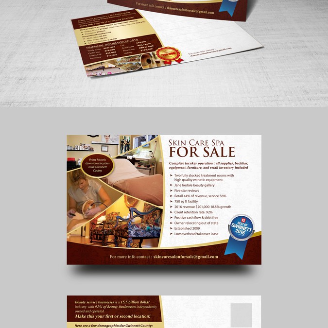 Help me sell my award winning beauty business! | Postcard, flyer or ...