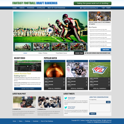 Design Sleek Landing Page for Fantasy Football Website | Landing page ...