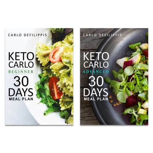 Keto Carlo Diet Meal Plan Ebook cover for two versions, Beginners and ...