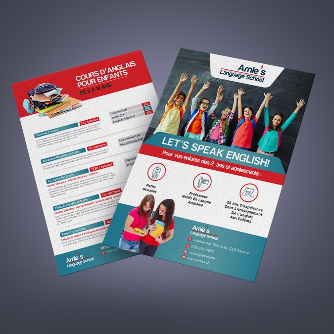 Un flyer pour Arnie's Language School | Postcard, flyer or print contest