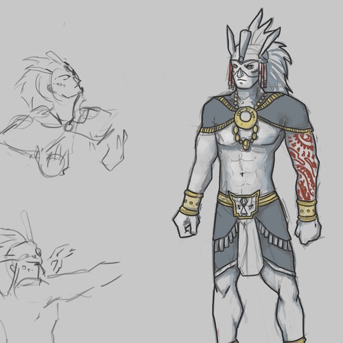 mayan bad ass character cartoon dude | キャラクター・マスコットコンペ