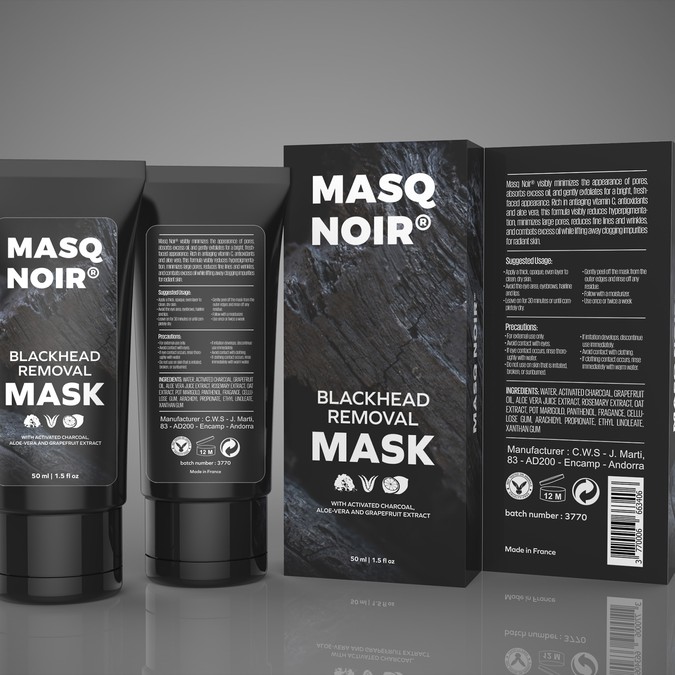Black mask (cosmetic) Label and package design | Product packaging contest