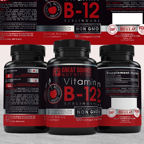 Have fun designing a unique and modern Vitamin B-12 Supplement label ...