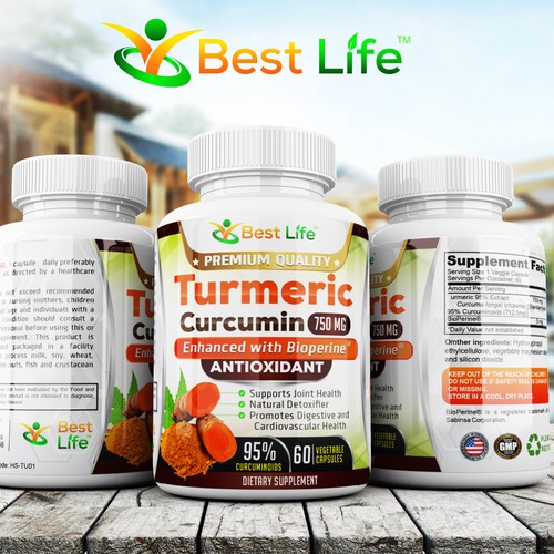 Design A Creative Supplement Label for: Turmeric Curcumin | Product ...