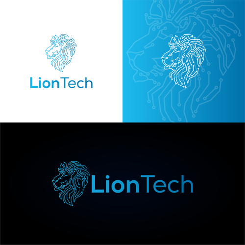 LionTech wants a logo with our name and a digital/circuit lion head profile view (from the side ...