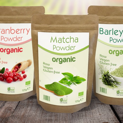 Clean and modern label for organic products packed in kraft paper ...