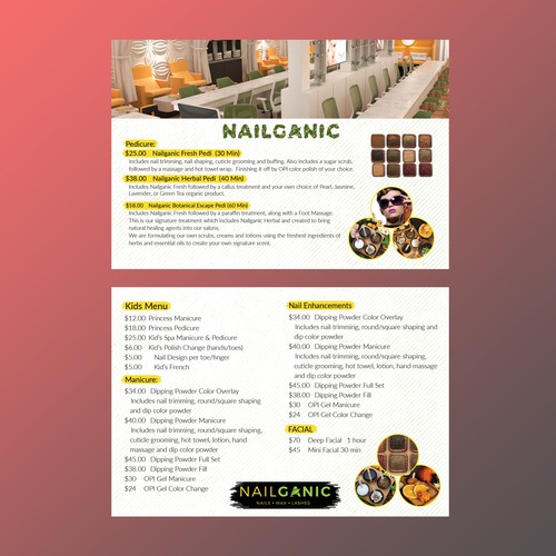 Nail Salon Digital & Print Menu | Menu contest