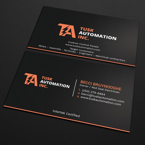 Sleek Business Card Design for Electrical Control Panel Manufacturing ...